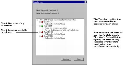 Transferring client data using the Transfer window