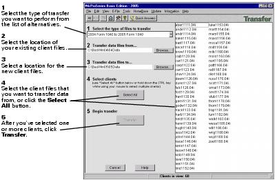 Transferring data from ProSeries 2004 client files