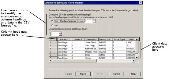 Importing asset data from Comma Separated Value files